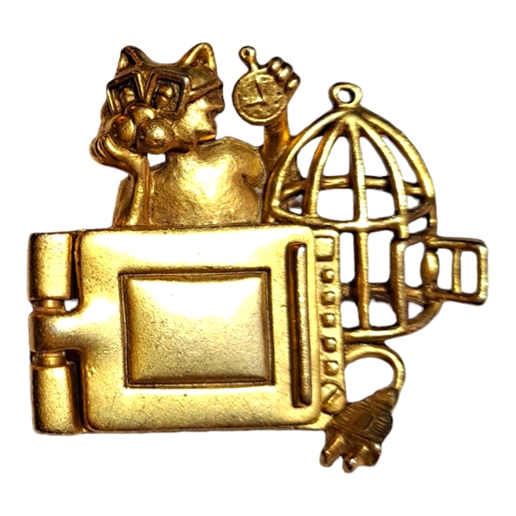 Vintage | Jewelry | Vintage Aj Cat Bird Brooch | Poshmark